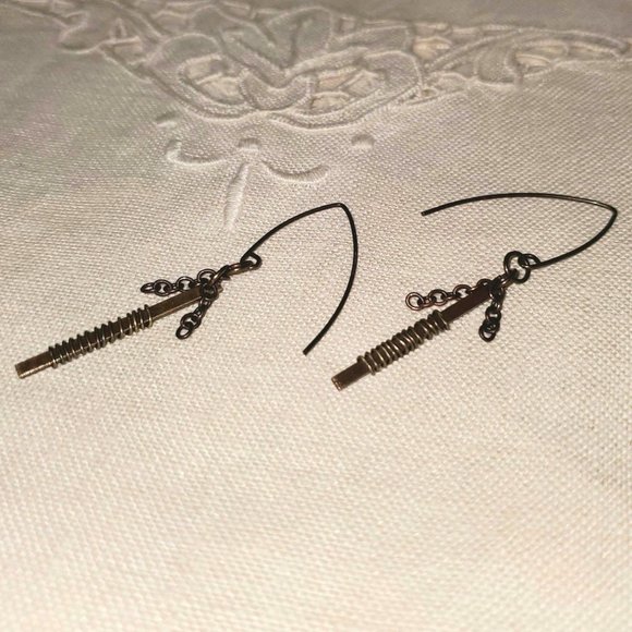 Hand Crafted | Jewelry | Antiqued Brass Wire Wrapped Bar Earrings With ...